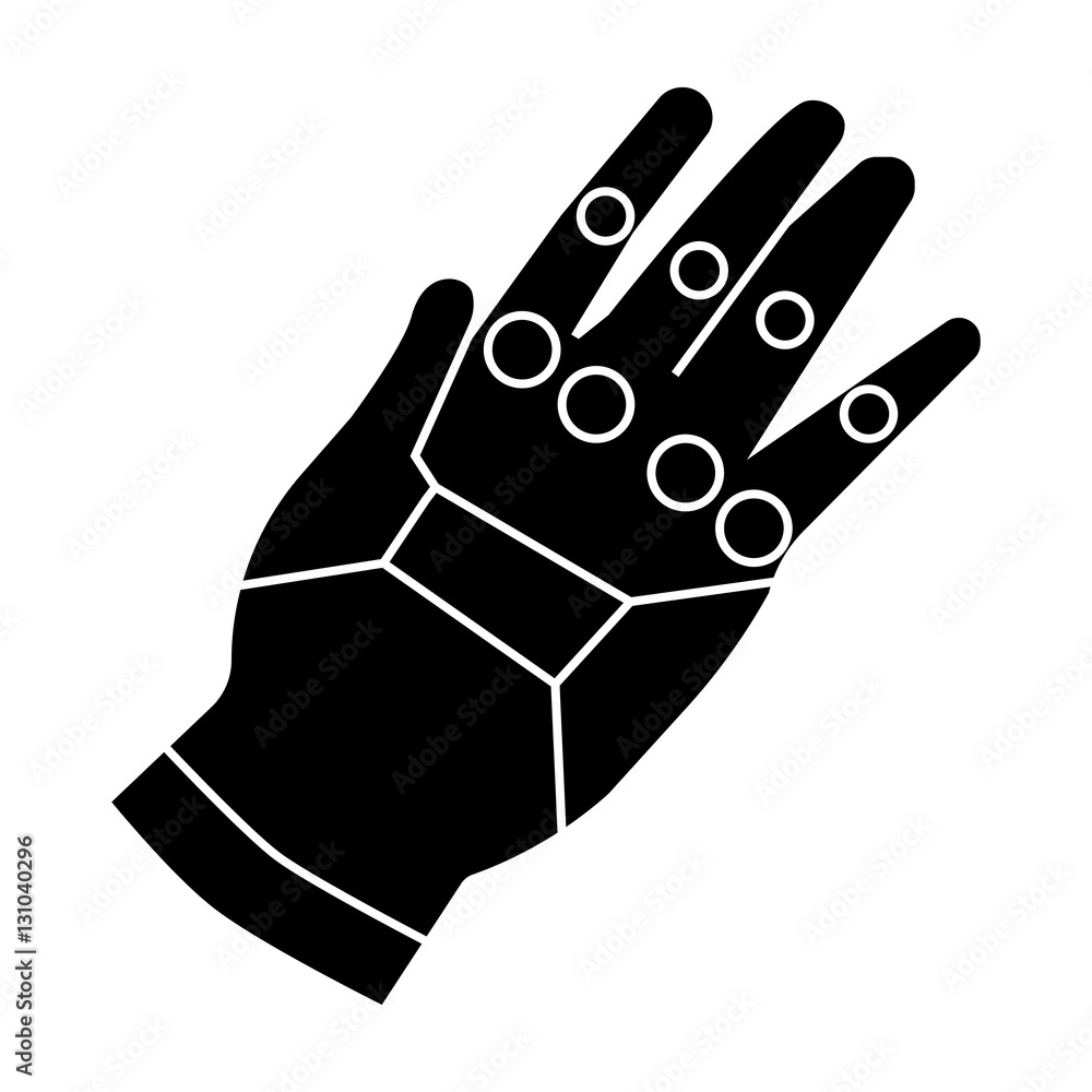 Virtual reality glove controller icon in black style isolated on white ...