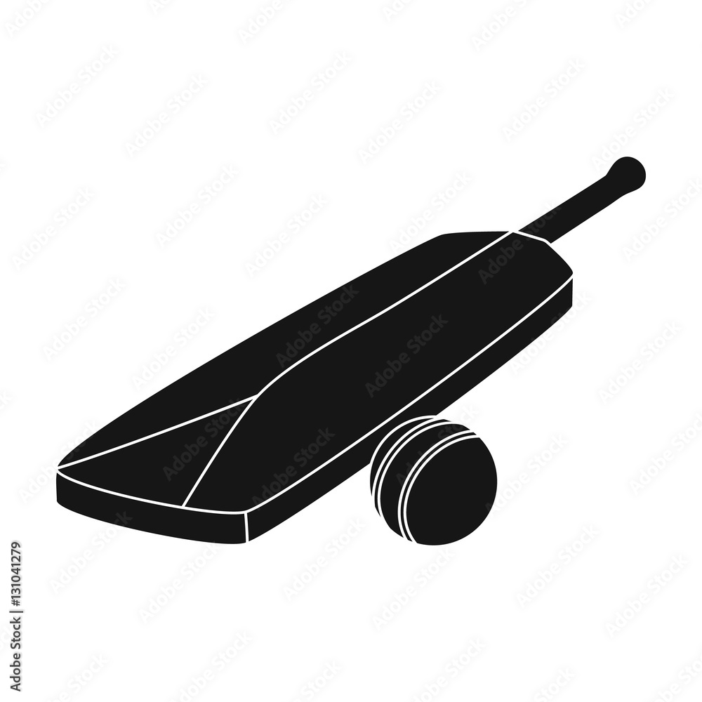 Cricket bat and ball icon in black style isolated on white background ...