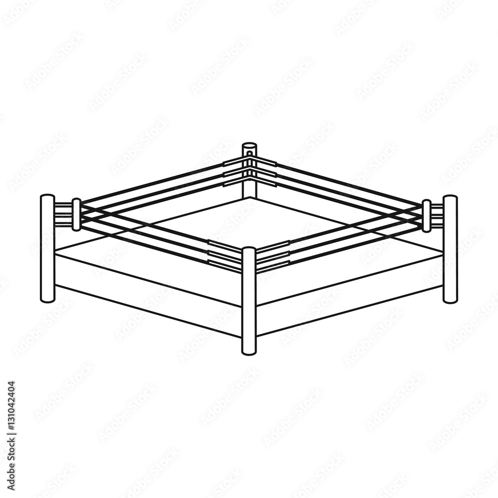 Boxing ring icon in outline style isolated on white background. Boxing ...
