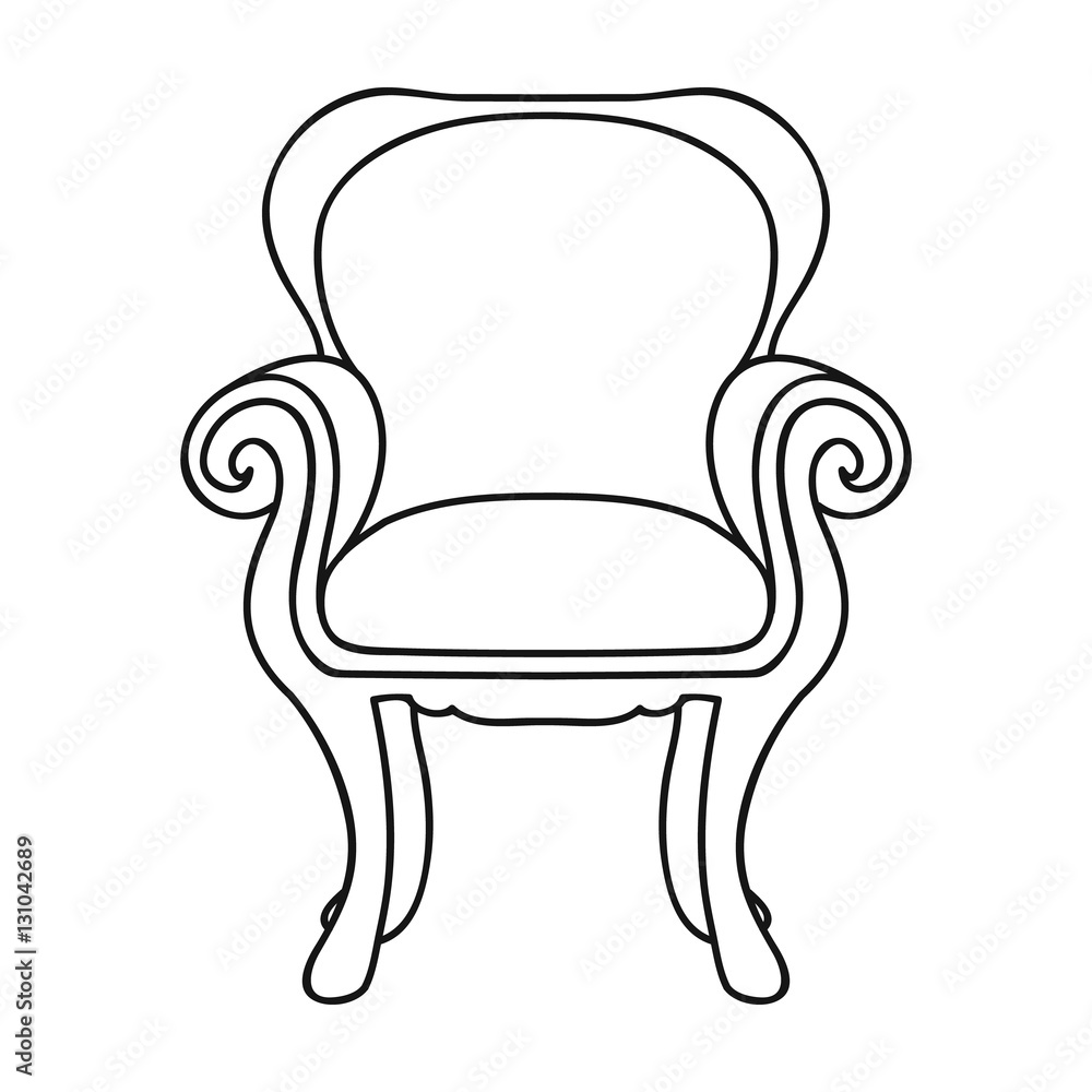 Wing-back chair icon in outline style isolated on white background ...
