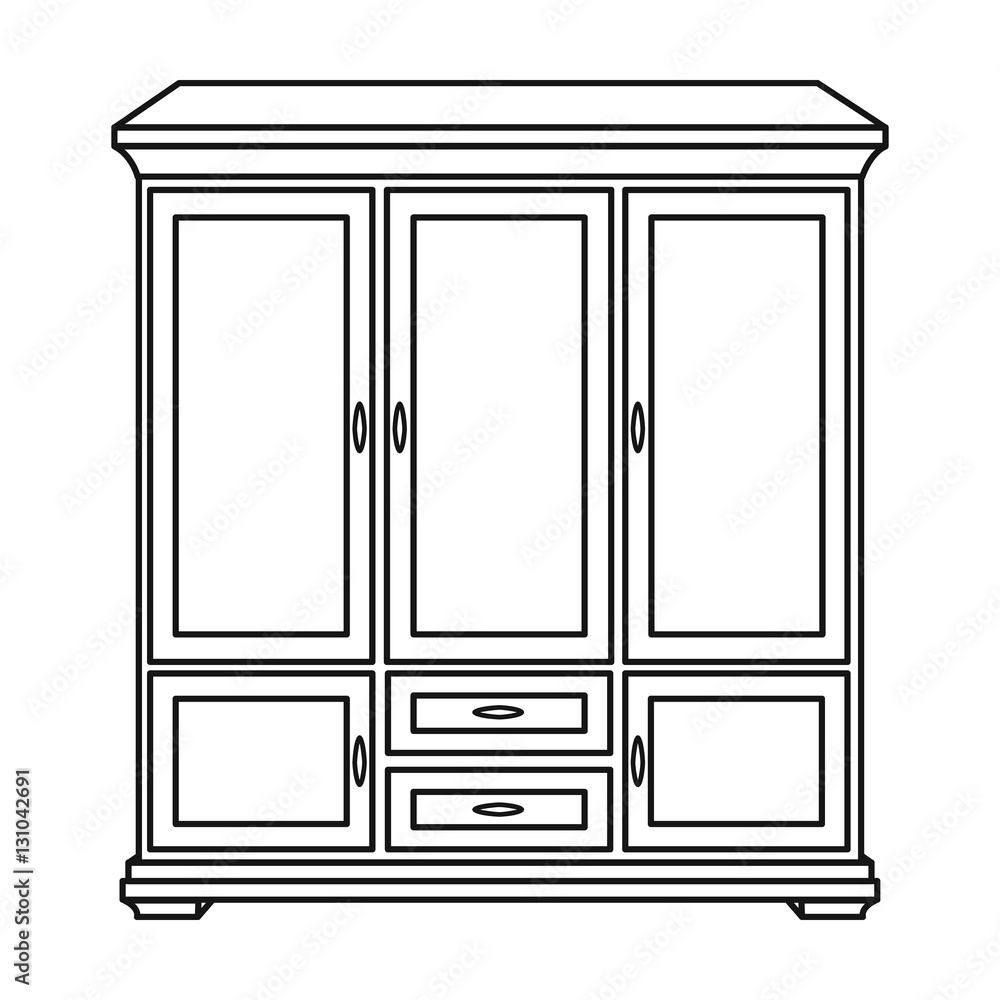 Classical cupboard icon in outline style isolated on white background ...