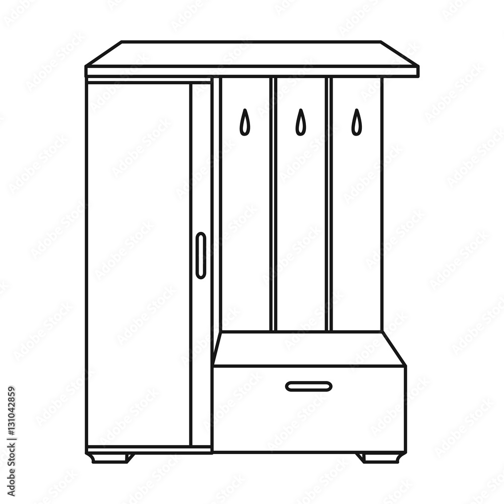 Vestibule wardrobe icon in outline style isolated on white background ...