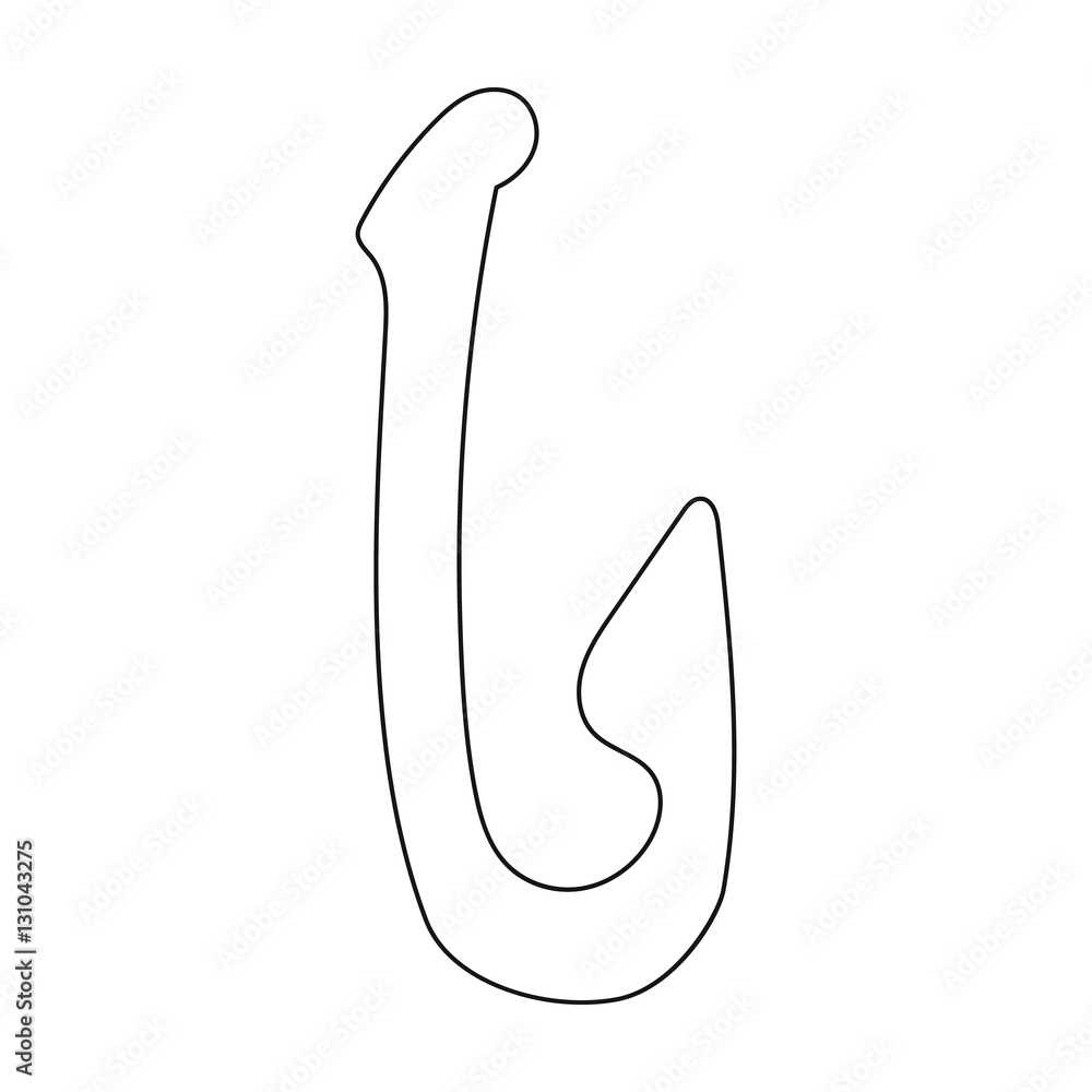 Bone fish hook icon in outline style isolated on white background ...
