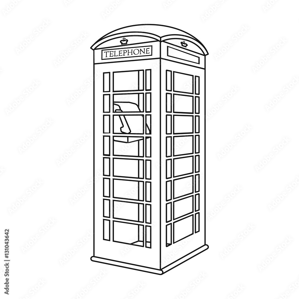 Red phone cabin icon in outline style isolated on white background ...