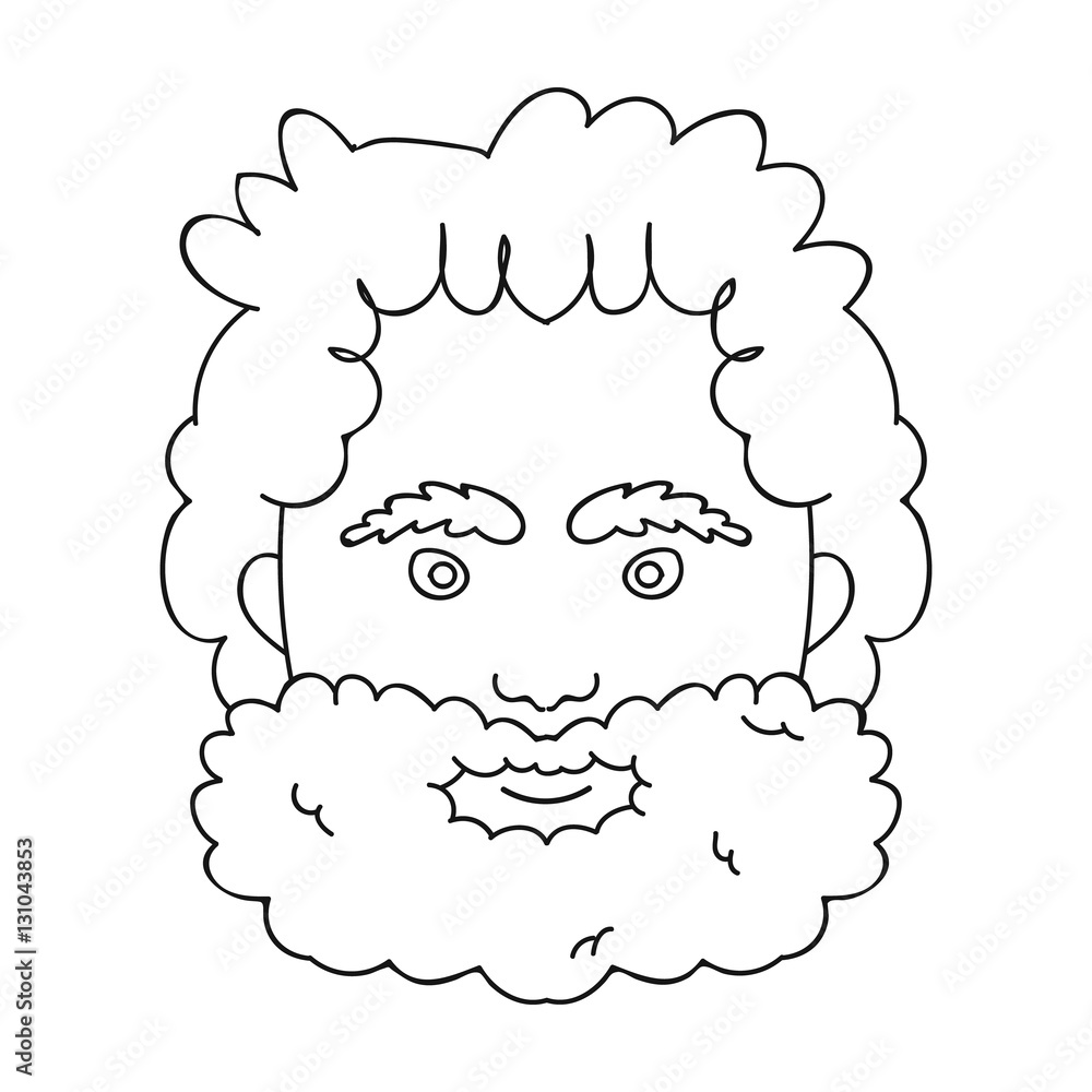 Caveman face icon in outline style isolated on white background. Stone ...