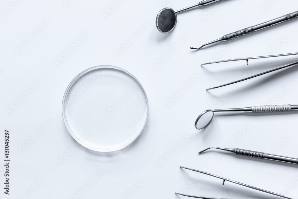 dental tools on white background top view Stock Photo | Adobe Stock