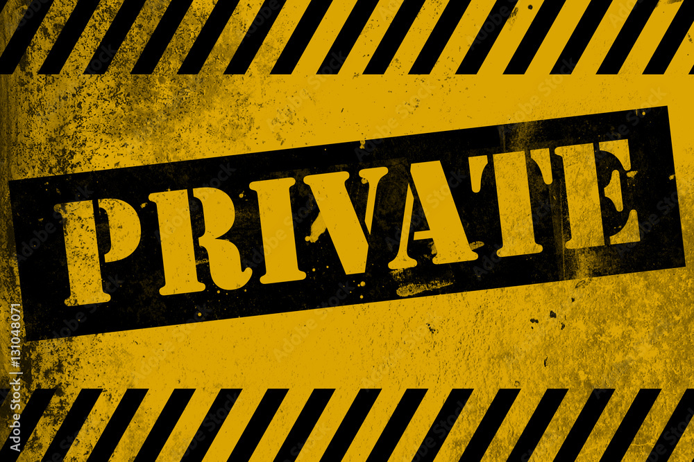 Private sign yellow with stripes Stock Photo | Adobe Stock