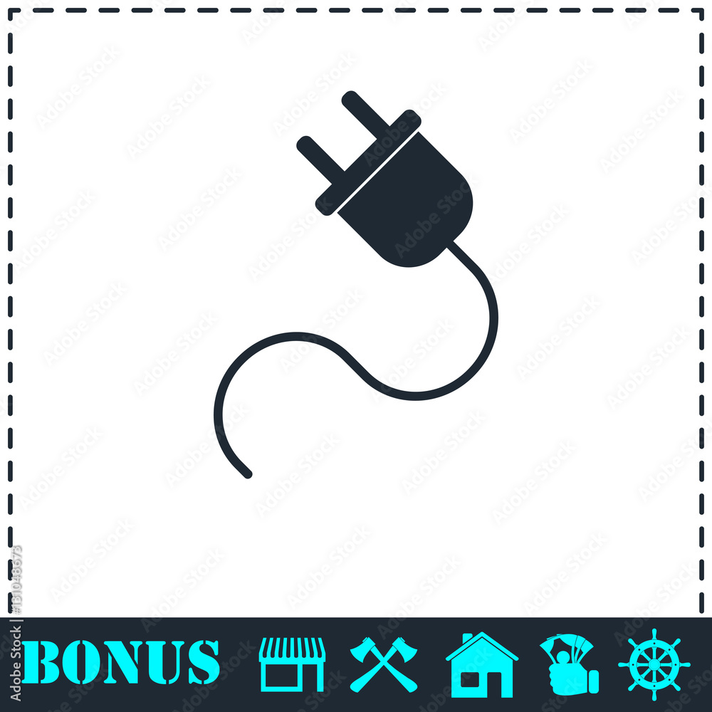 Power cord icon flat Stock Vector | Adobe Stock