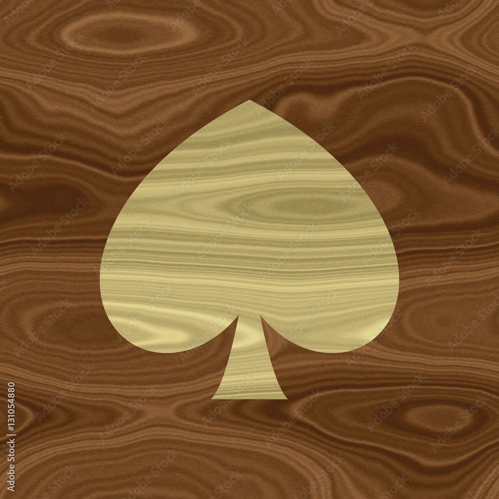 Natural wooden wood textured texture spade leaf symbol sign shape frame ...