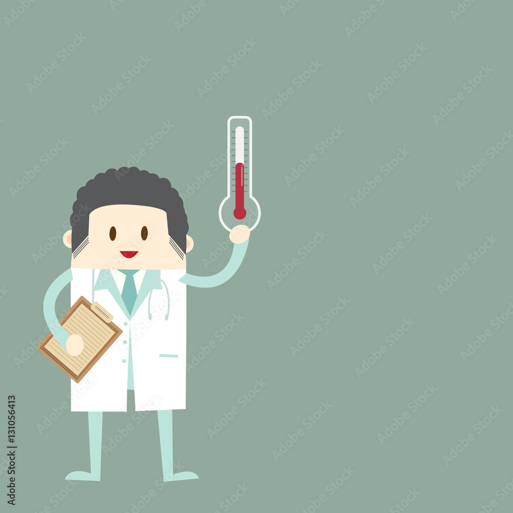 Doctor policing at hospital with Glass Celsius Temperature Thermometer ...