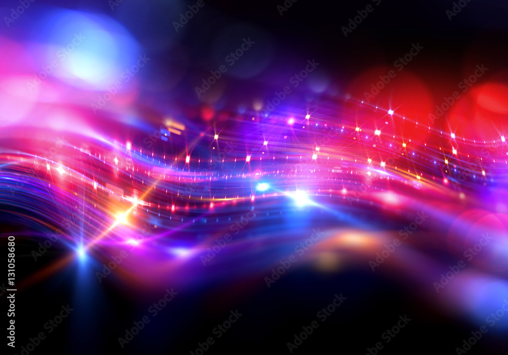 Art light flares. Bulb streaks. magic black space. Flash glow line. Ray ...