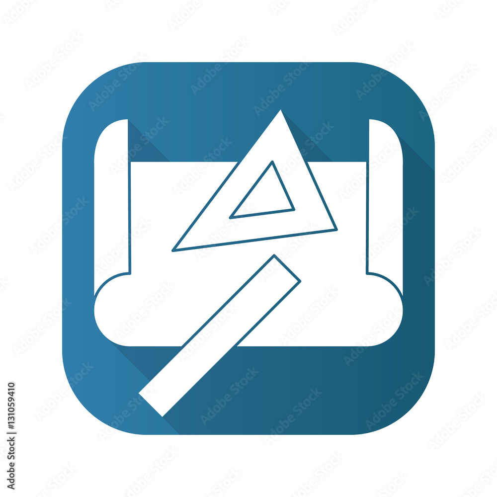 Drawing and measuring rulers flat design long shadow icon. Vector ...