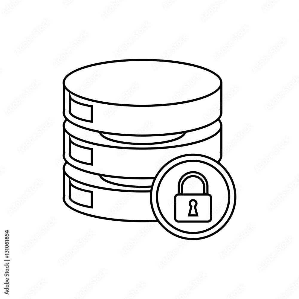 Security Data Center Server Network Outline Vector Illustration Eps 10