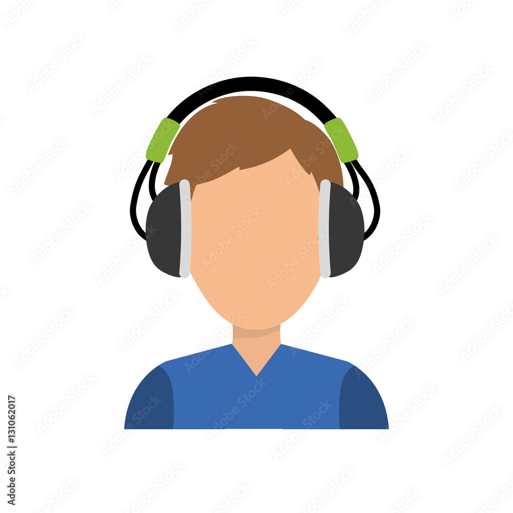 Young person with headphones icon vector illustration graphic Stock ...