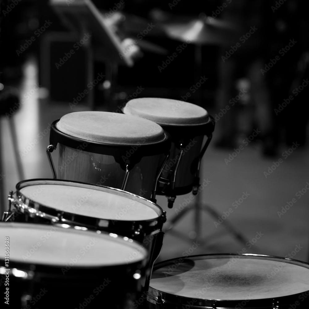 Bongo drum in the orchestra in black and white Stock Photo | Adobe Stock
