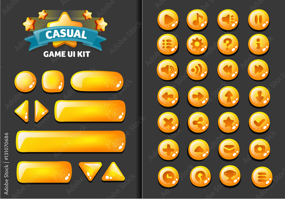 collection of glass buttons for mobile development, casual games, ui kit Stock Vector | Adobe Stock