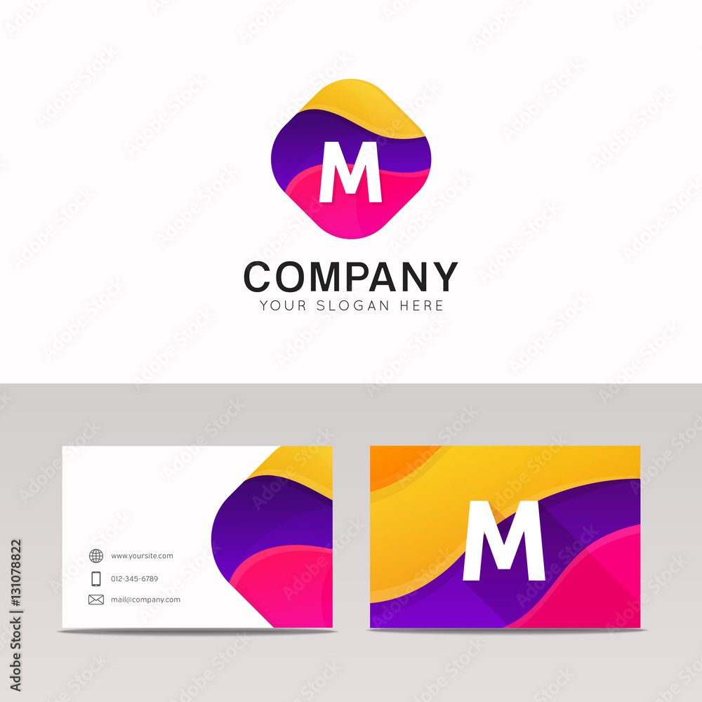 Fun abstract colorful shape M letter logo icon sign vector desig Stock ...