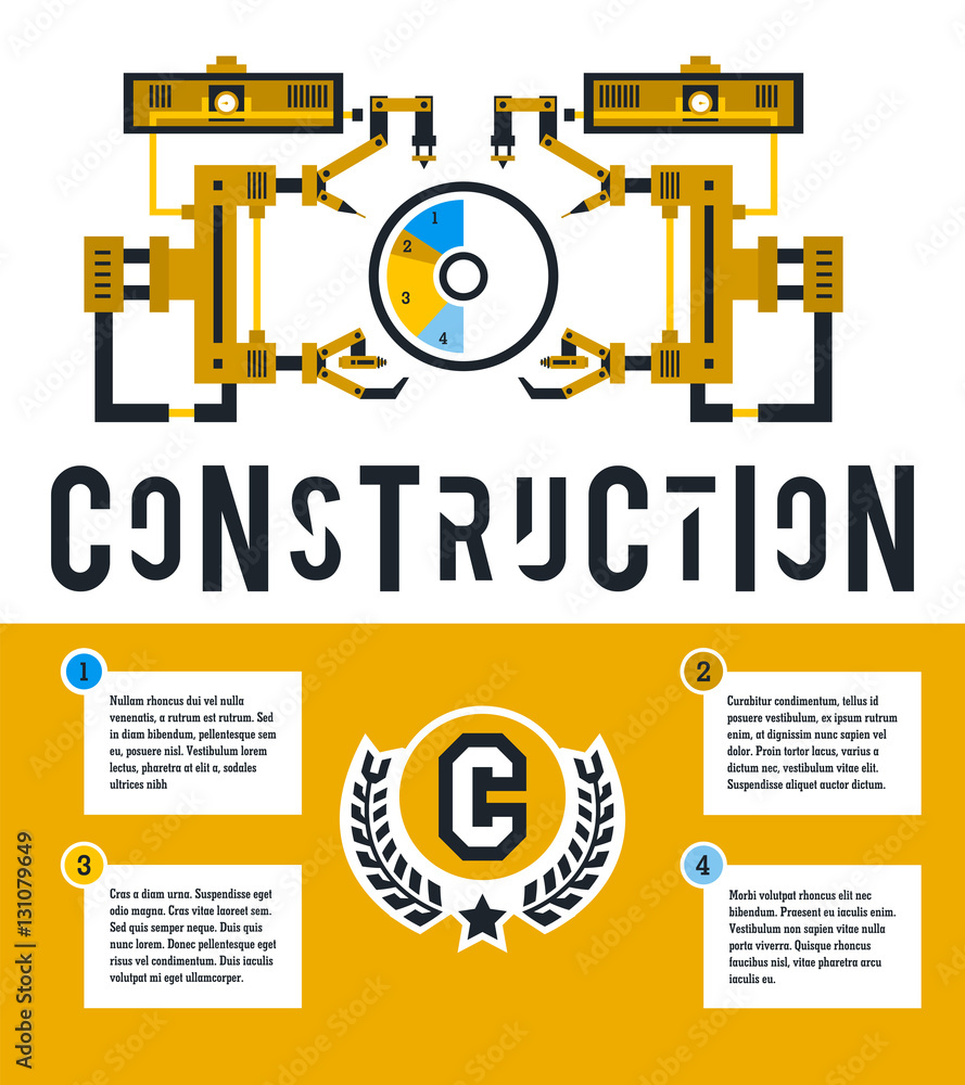 Vector illustration infographic on the construction site. Diagram ...