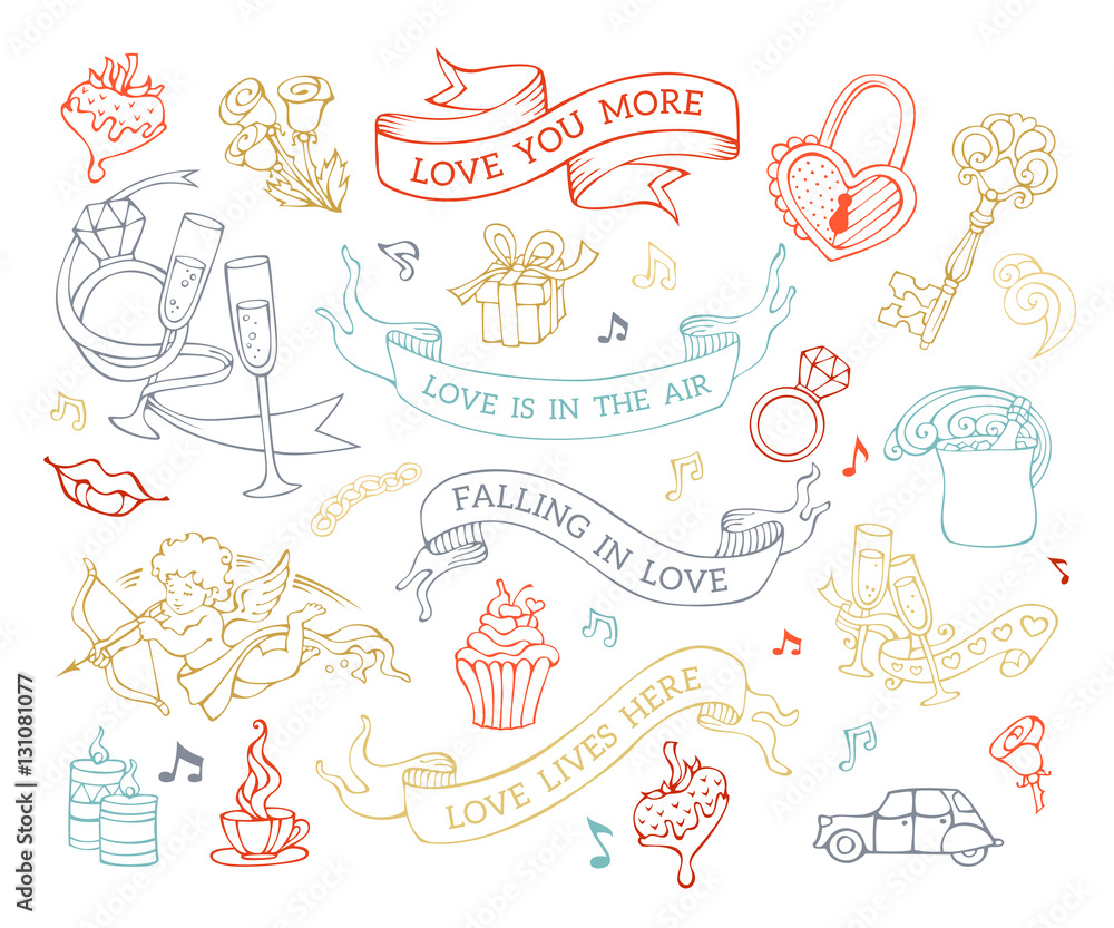 Vector set of love icons and signs. Stock Vector | Adobe Stock