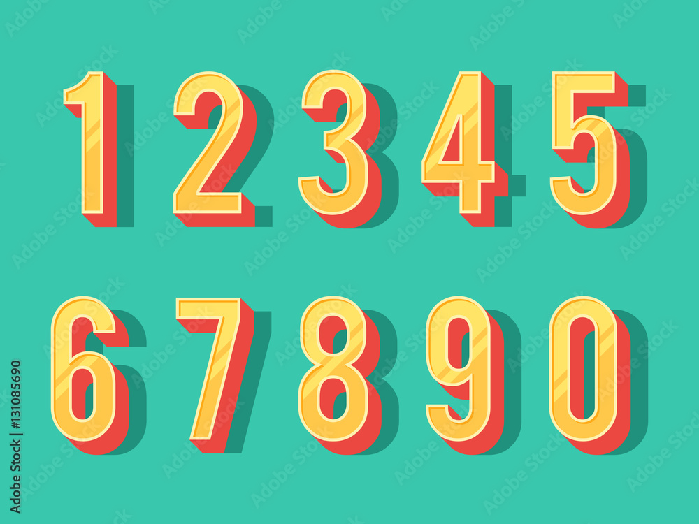 Numbers set in vintage style Stock Vector | Adobe Stock