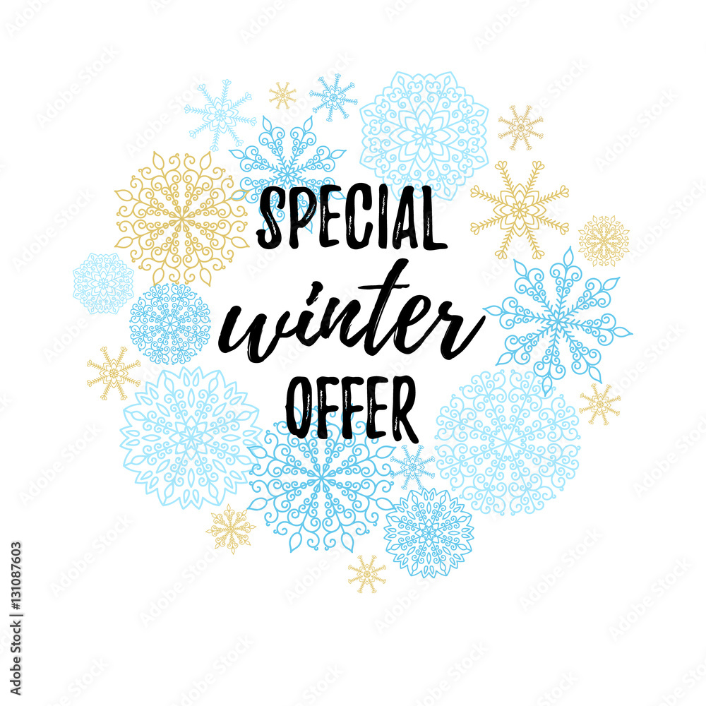 Special winter offer label, banner, sticker. Vector winter holidays ...