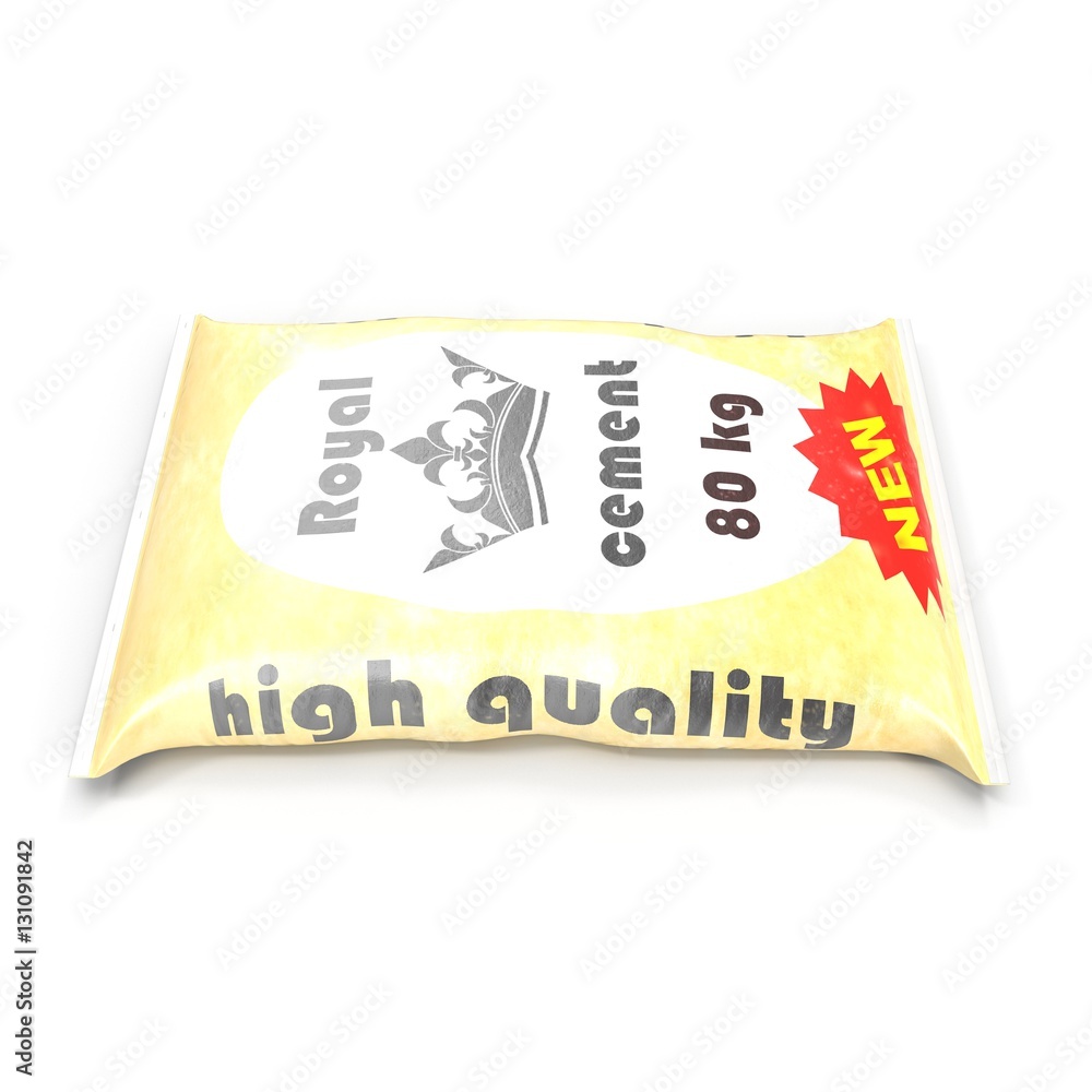 cement sack isolated on white. Side view. 3D illustration Stock ...