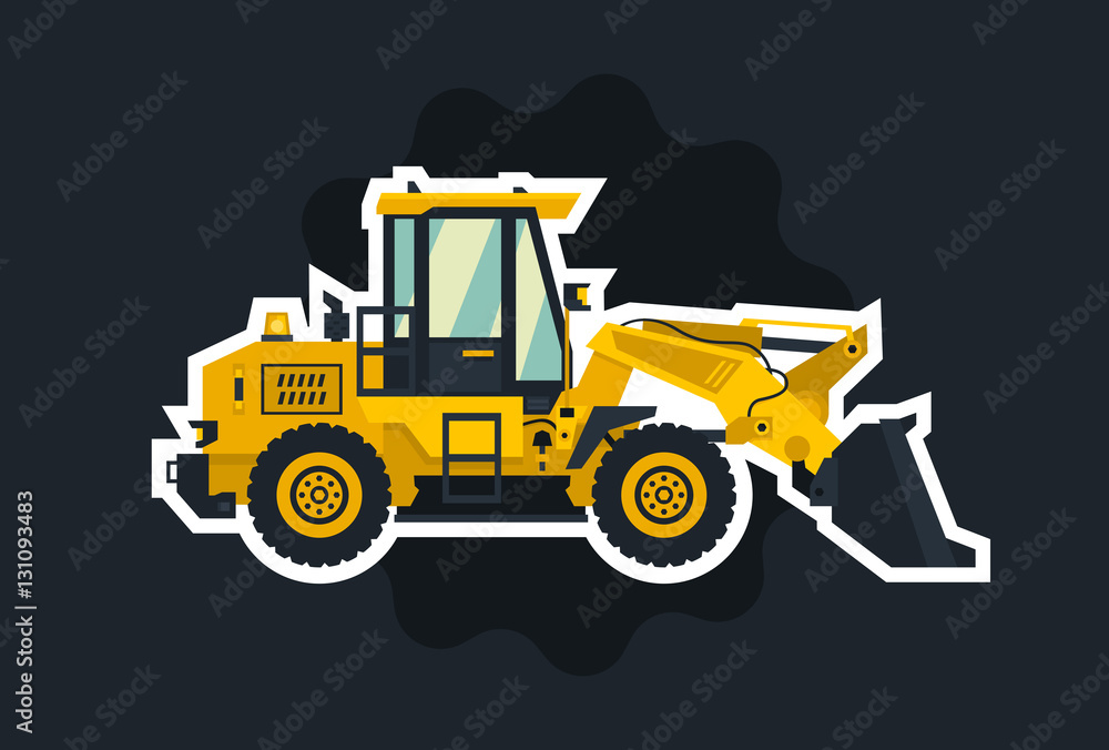Front-end loader. The object circled white outline on a dark background ...