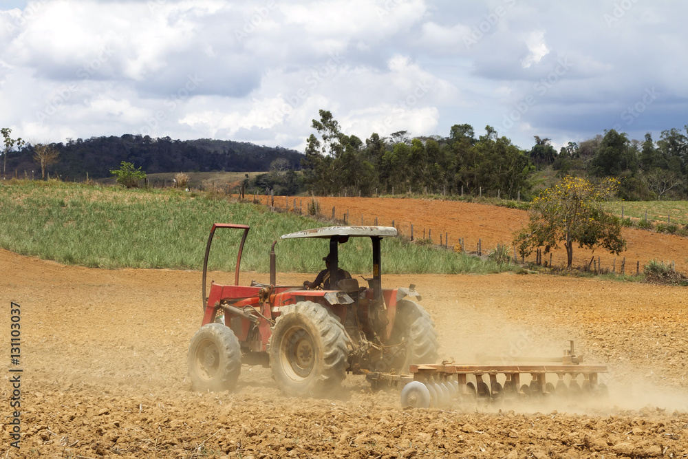 Land preparation for planting corn in small Brazilian farm Stock Photo ...
