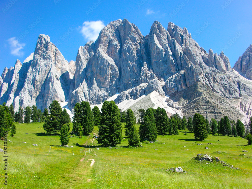 View of the Odle mountain group, Dolomites, Italy Stock-Foto | Adobe Stock