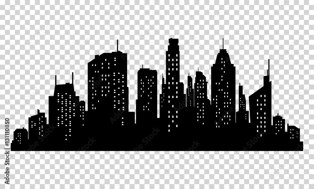 Set of vector city silhouette and elements for design. Stock Vector ...