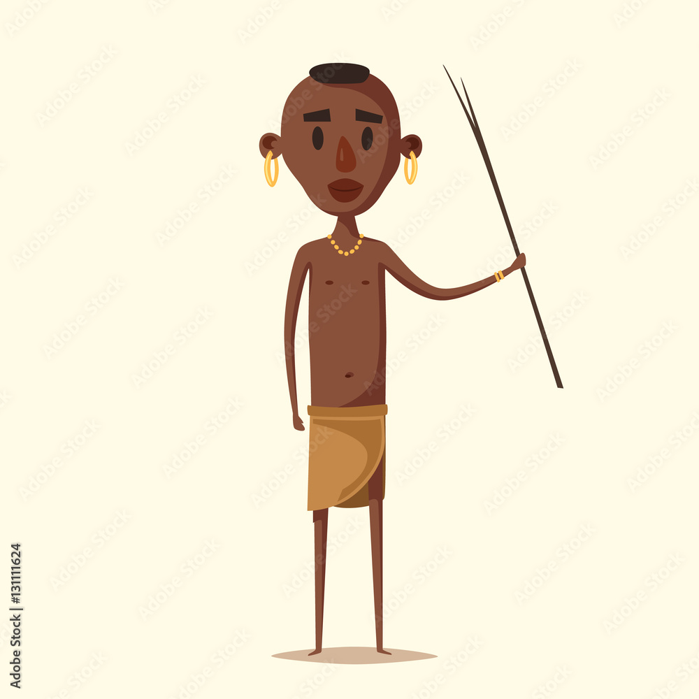African man. Indigenous south American. Cartoon vector illustration ...