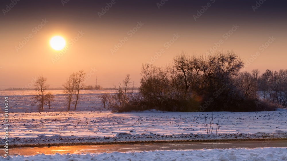 Winter sunset Stock Photo | Adobe Stock