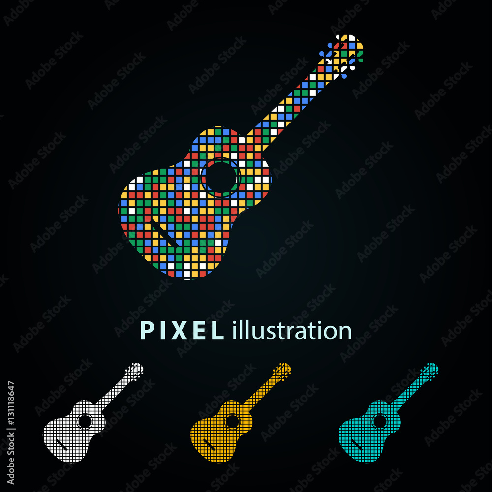 Guitar - pixel illustration. Stock Vector | Adobe Stock
