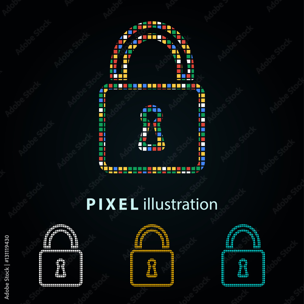 Lock - pixel illustration. Stock Vector | Adobe Stock
