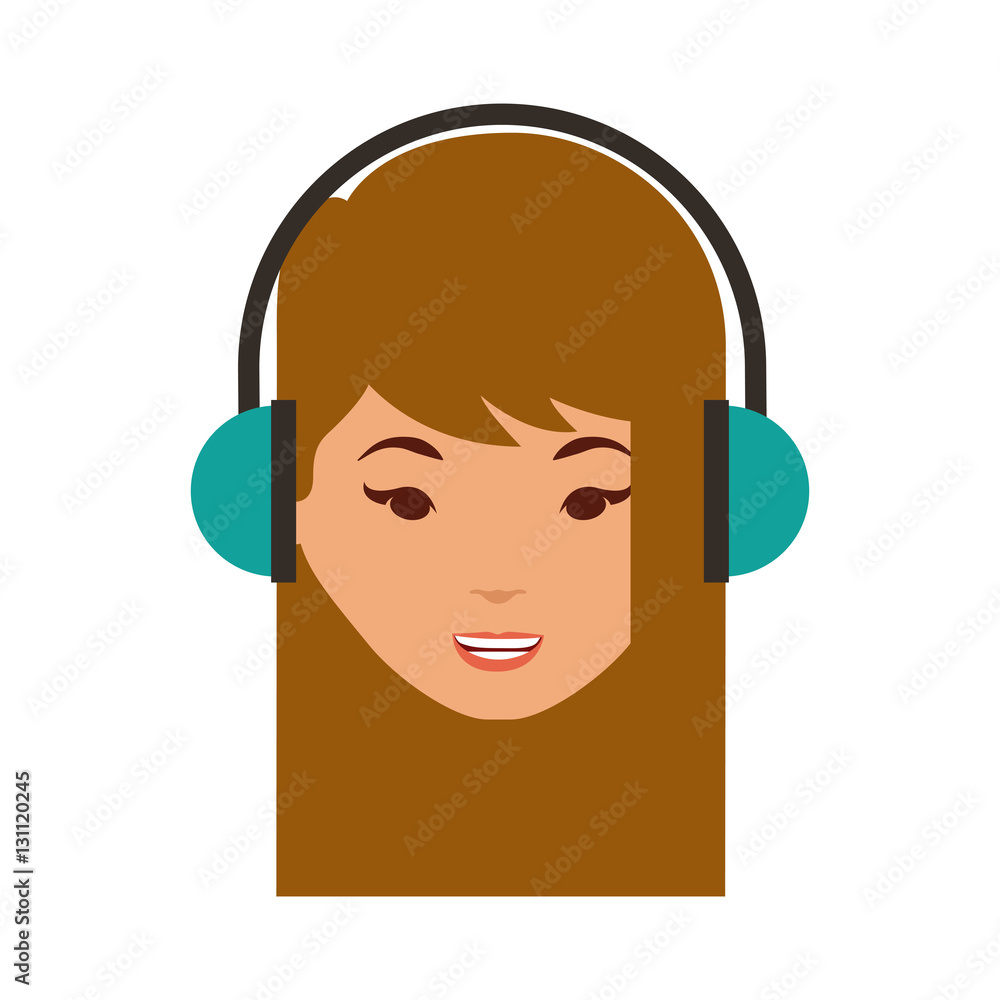 young woman with headset character vector illustration design Stock ...
