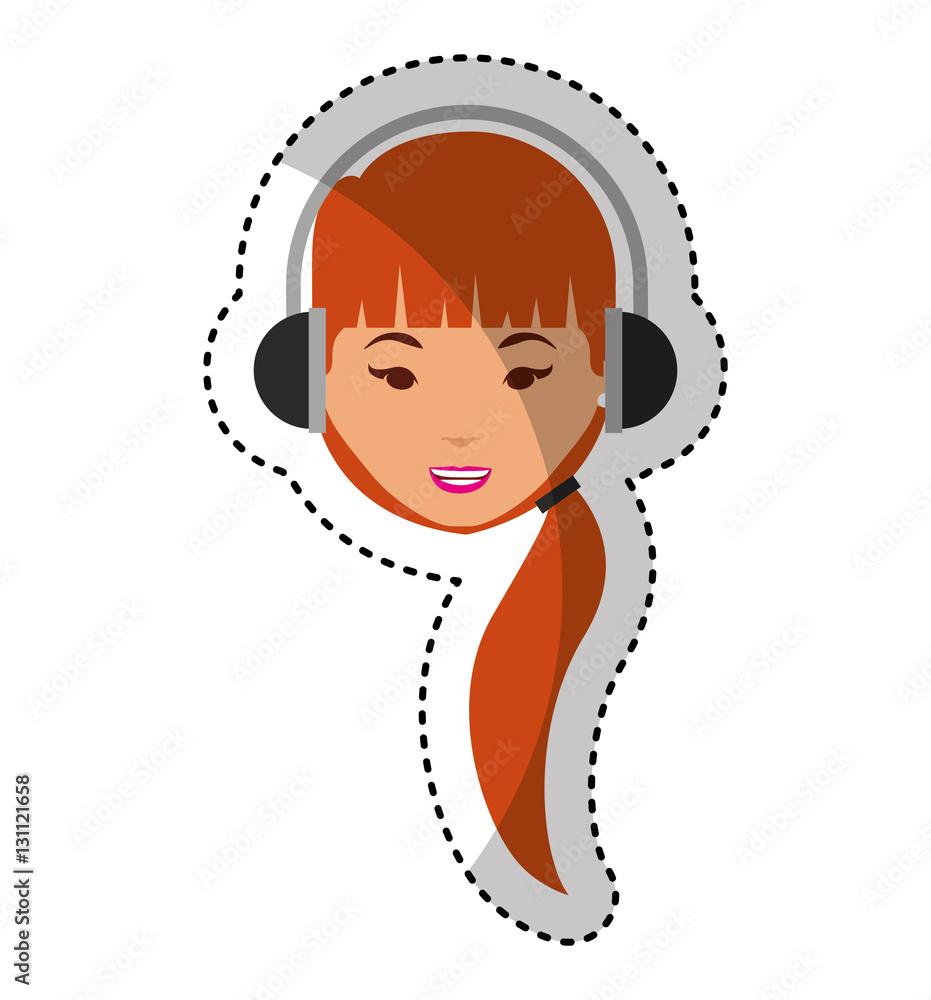 young woman with headset character vector illustration design Stock ...