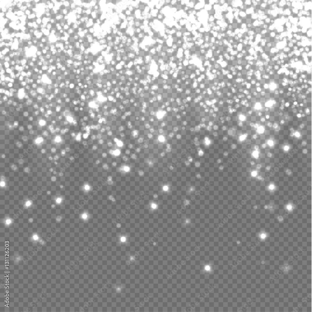 White glitter sparkling particles isolated on transparent background ...
