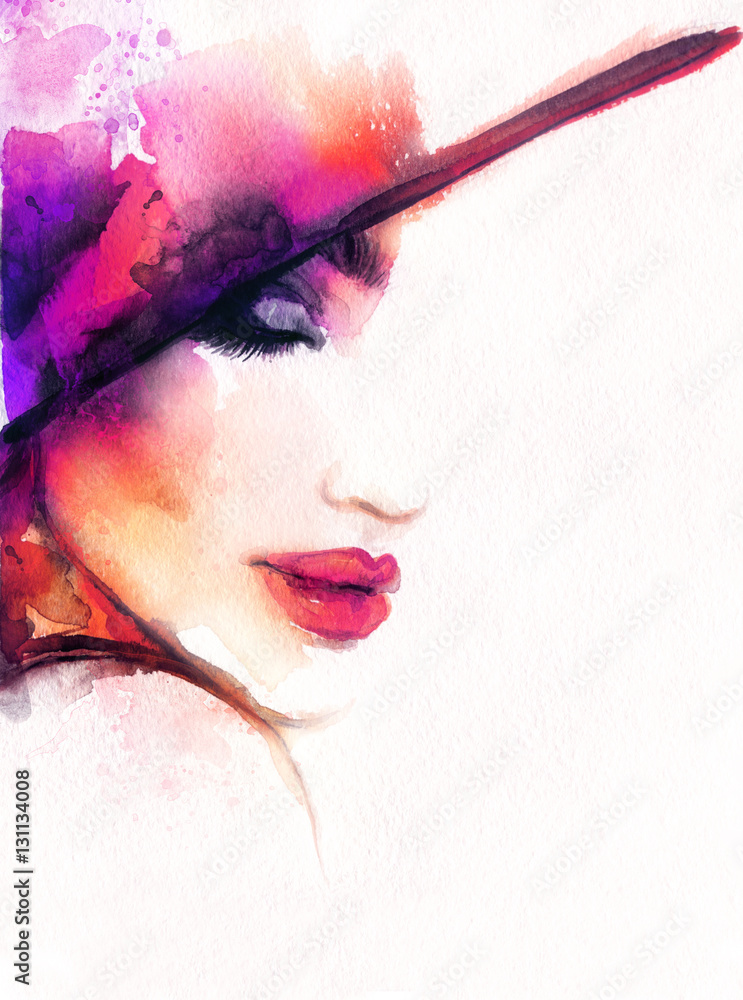 Fashion Face Illustration Watercolor