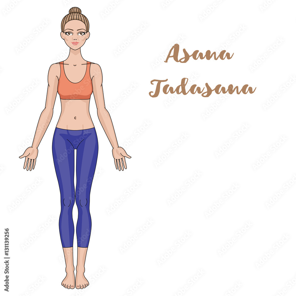 Women silhouette. Yoga mountain pose. Tadasana. Stock Vector | Adobe Stock