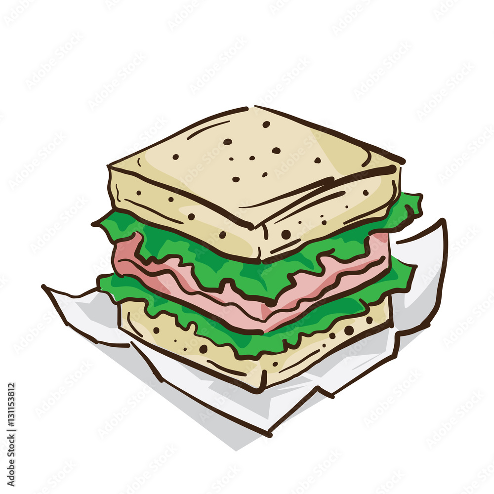 food sandwich drawing graphic design objects Stock Vector | Adobe Stock