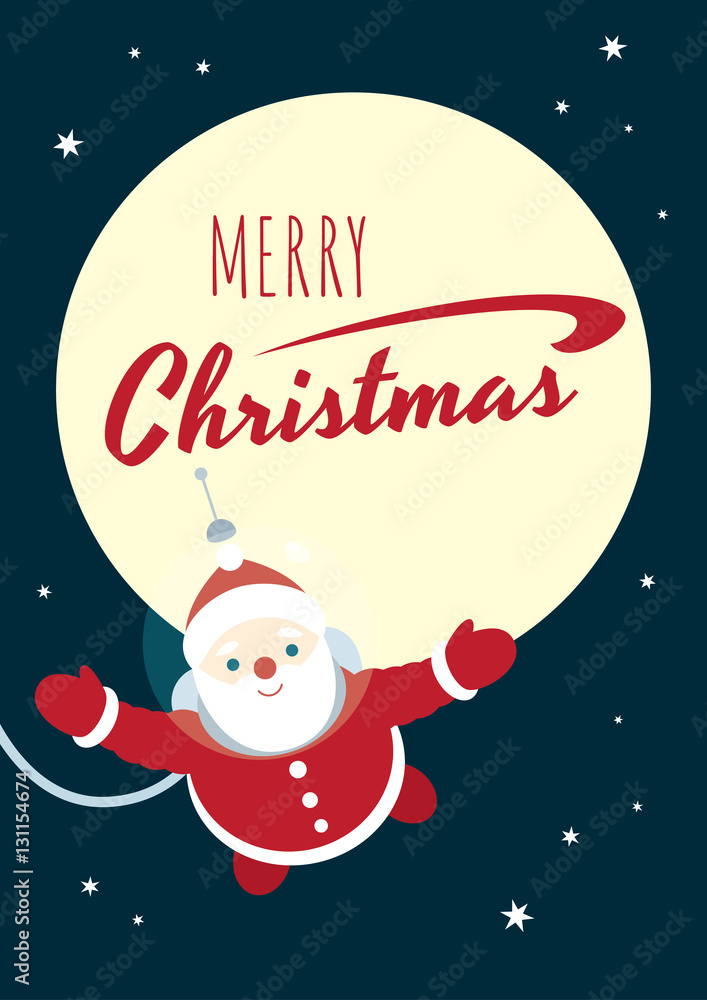 Vector retro styled poster with a text "Merry Christmas" and an ...