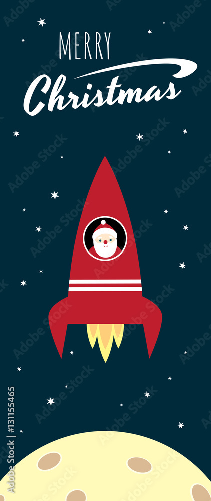 Vector retro styled background with a text "Merry Christmas" and Santa ...