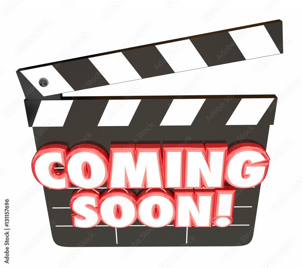 Coming Soon Words Movie Clapper Board Preview 3d Illustration Stock ...
