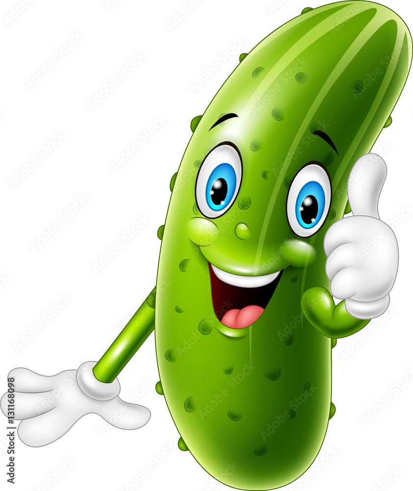 Cartoon cucumber giving thumbs up Stock Vector | Adobe Stock
