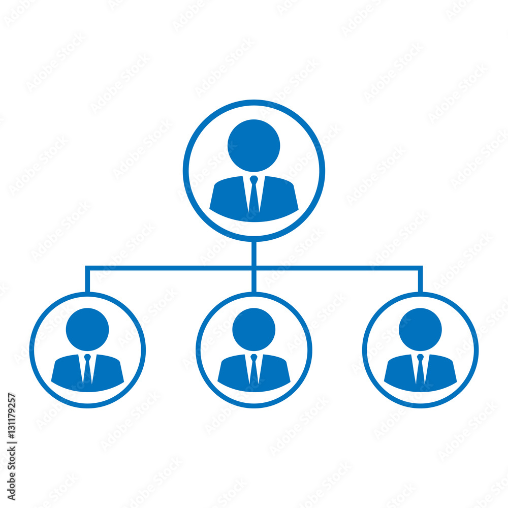 Icono plano organigrama horizontal azul en fondo blanco Stock Vector ...