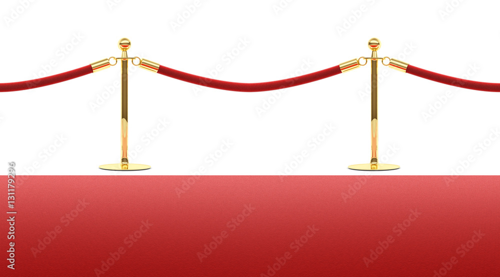Red carpet rope barrier seamless template isolated on white back Stock ...