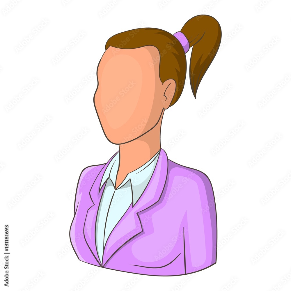 Woman with ponytail avatar icon. Cartoon illustration of avatar vector ...