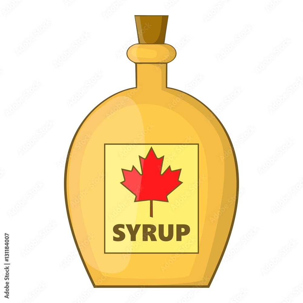 Bottle of maple syrup icon. Cartoon illustration of bottle of maple ...