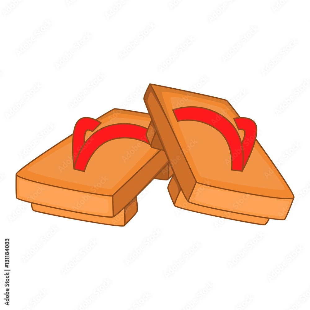 Pair of wooden clogs icon. Cartoon illustration of pair of wooden clogs ...