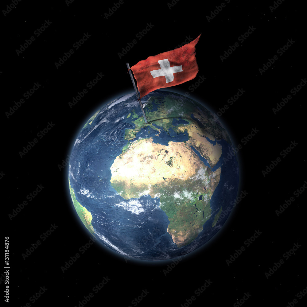 Drapeau de Suisse sur la planète Terre Stock-Illustration | Adobe Stock